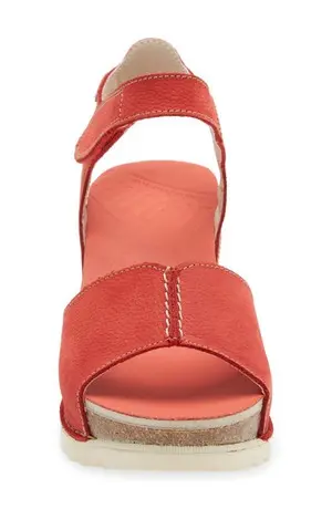 ON FOOT Leather Wedge Sandal - Red Leather