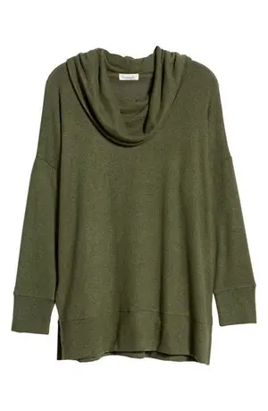 Loveappella Cowl Neck Long Sleeve Top - Olive
