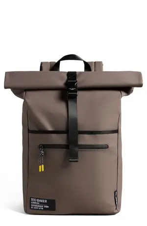 Ted Baker London Clime Rubberized Rolltop Backpack In Taupe 