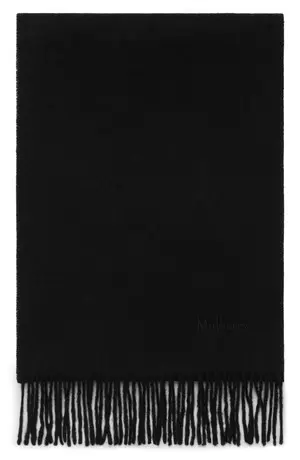 Mulberry Embroidered Logo Lambswool Scarf A100 Black