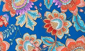 Chaus Floral Print Midi Skirt - Teal/red/multi