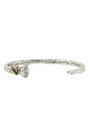 John Varvatos John Varvatos Sterling Silver & Black Diamond Nail Cuff Bracelet Silver
