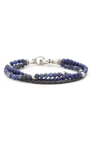John Varvatos Sterling Silver Skull Bracelet - Blue