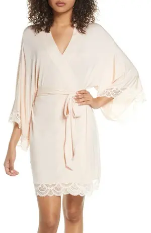 Eberjey EBERJEY Mariana Lace Trim Robe Blush