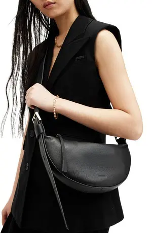 ALLSAINTS Half Moon Leather Crossbody Bag