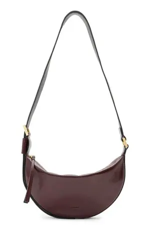 ALLSAINTS Half Moon Leather Crossbody Bag - Burnt Red