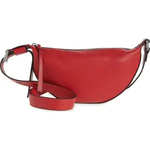ALLSAINTS Half Moon Leather Crossbody Bag - Gala Red