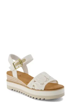 Toms Diana Platform Wedge Sandal - White Lace
