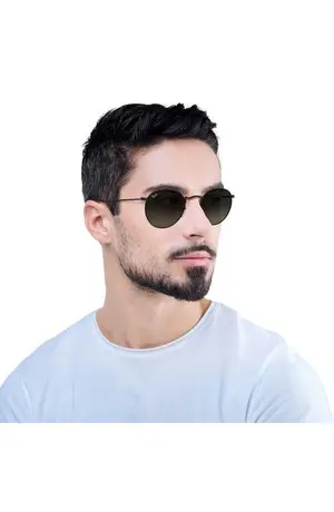 Ray-ban 50mm Gradient Round Frame Sunglasses - Black