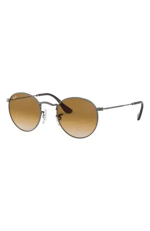 Ray-ban 50mm Gradient Round Frame Sunglasses - Gunmetal