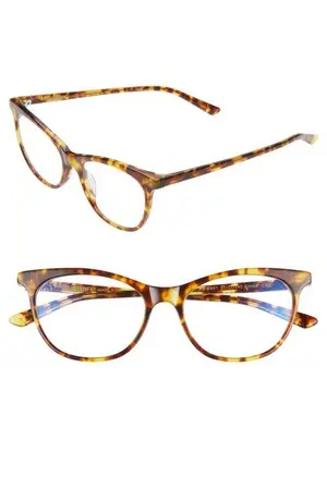 DIFF 51mm Cat Eye Blue Light Blocking Glasses Amber Tortoise/clear