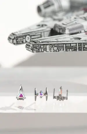 GIRLS CREW Star Wars™ Starfighter Stud Earring Set - Silver