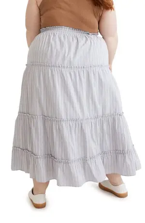 Madewell Striped Ruffle Tiered Maxi Skirt