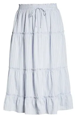Madewell Striped Ruffle Tiered Maxi Skirt