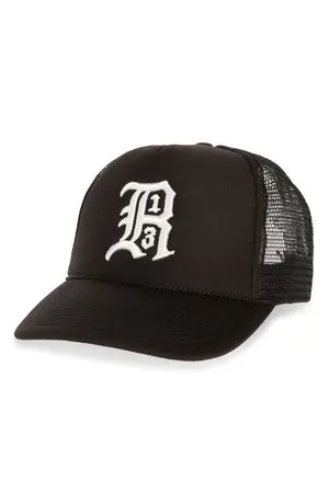 R13 Embroidered Logo Trucker Cap - Black