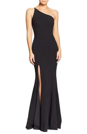 Dress The Population Amy One-shoulder Gown - Black