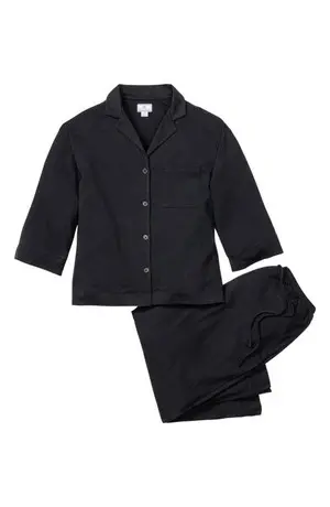 PETITE PLUME Olivia Wide Leg Pima Cotton Pajamas - Black