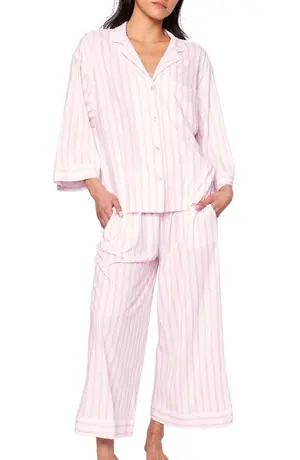 PETITE PLUME Olivia Wide Leg Pima Cotton Pajamas - Pink