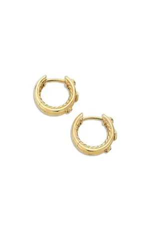David Yurman 18k Gold Diamond Huggie Hoop Earrings