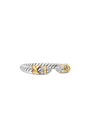 David Yurman Petite Helena Open Ring With Diamonds And 18k Gold - Diamond/silver