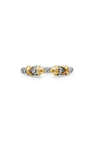 David Yurman Petite Helena Open Ring With Diamonds And 18k Gold - Gold Dome
