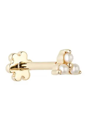 MARIA TASH Pearl Trinity Threaded Stud Earring