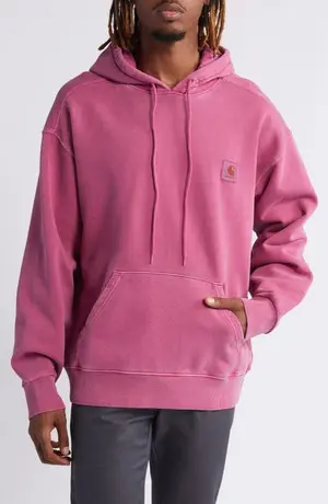 Carhartt Work In Progress Nelson Hoodie Magenta Garment Dye
