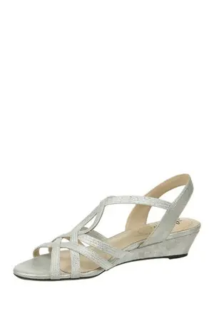 LIFESTRIDE Strappy Slingback Wedge Sandal - Silver