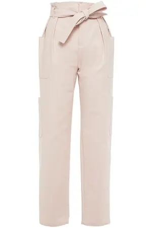Red Valentino Belted Stretchcotton Tapered Pants - Pastel Pink