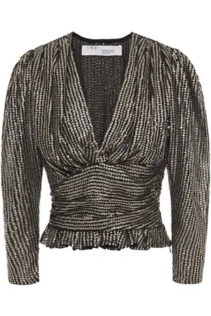 IRO PARIS Ciota Ruched Sequined Georgette Top
