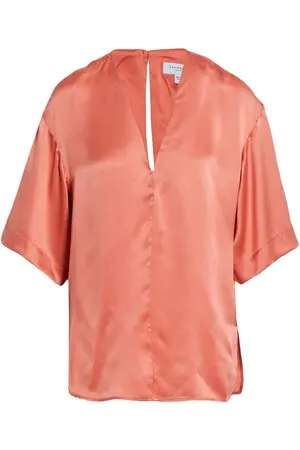 Equipment Akilah Silk-Satin Top - Coral