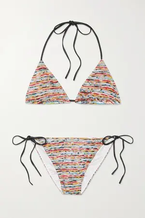 Missoni Mare Metallic Striped Crochet-knit Halterneck Triangle Bikini