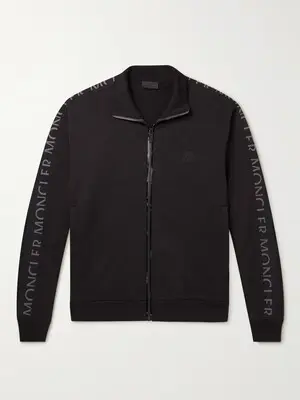 Moncler Logo-print Cotton-jersey Zip-up Sweatshirt - Black