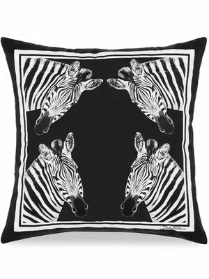 Dolce & Gabbana Small Zebra-print Duchesse Cotton Cushion - Black
