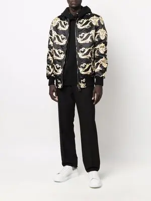 Philipp Plein Gothic-print Quilted Bomber Jacket