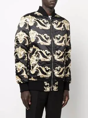 Philipp Plein Gothic-print Quilted Bomber Jacket