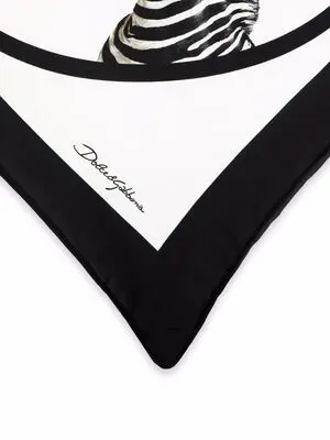 Dolce & Gabbana Medium Zebra-print Silk Cushion - White