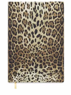 Dolce & Gabbana Medium Leopard-print Leather Ruled Notebook - Brown