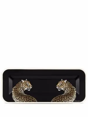 Dolce & Gabbana Small Leopard-print Wood Tray - Black