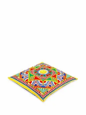 Dolce & Gabbana Medium Carretto-print Square Canvas Cushion