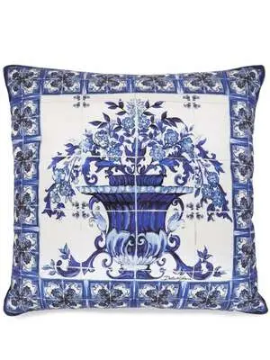 Dolce & Gabbana Mediterraneo-print Silk Cushion - White