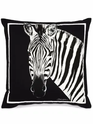 Dolce & Gabbana Zebra-print Square Cushion - Black
