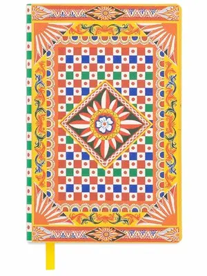 Dolce & Gabbana Small Carretto-print Ruled Notebook - Yellow