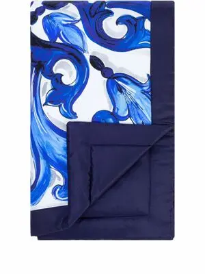 Dolce & Gabbana Mediterranean-print Silk Blanket - Blue