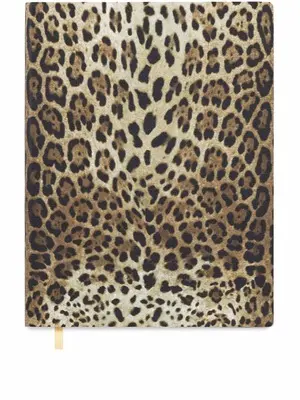 Dolce & Gabbana Large Leopard-print Leather Blank Notebook - Brown