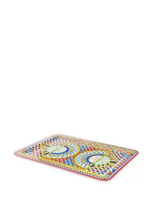 Dolce & Gabbana Large Carretto-print Wood Tray