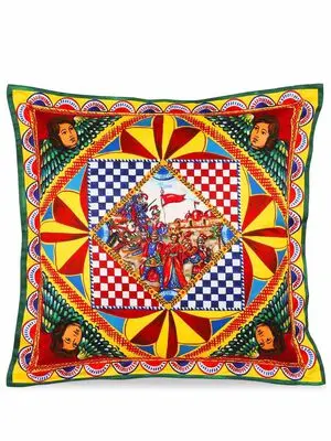 Dolce & Gabbana Medium Carretto-print Duchesse Cotton Cushion - Yellow