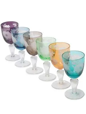 POLSPOTTEN Peony Wine Glasses - Blue