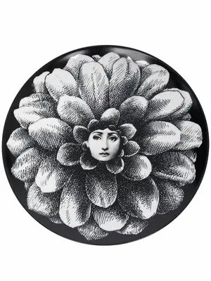 FORNASETTI Decorative Porcelain Plate - Black