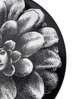 FORNASETTI Decorative Porcelain Plate - Black